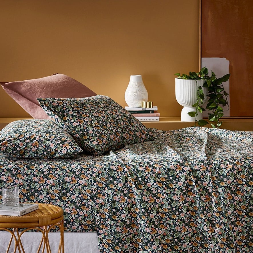 dark floral sheets