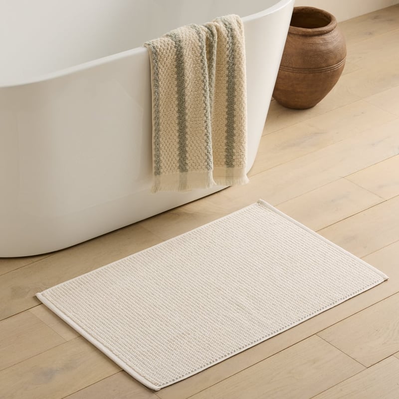 European Collection White & Natural Bath Mat | Adairs