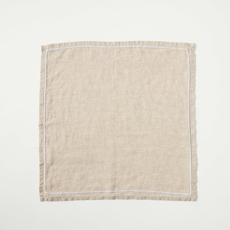 Mayfair Natural & White Trim Napkins Pack of 4 | Adairs