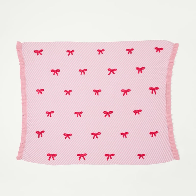 Adairs Kids - Pink Bows Knitted Ruffle Throw | Adairs