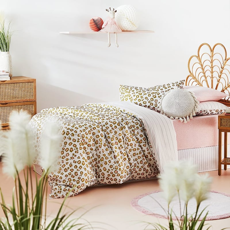 white leopard print bedding