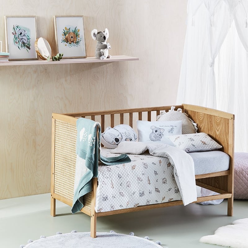 Bush Babies Quilted Jersey Cot Quilt Cover Set | Adairs