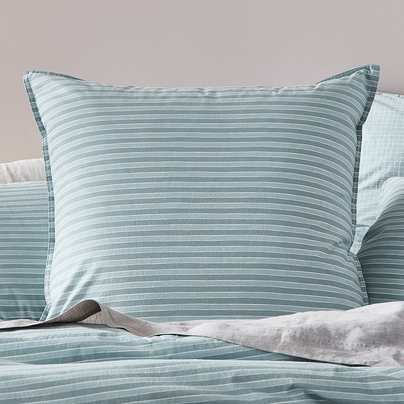 Stonewashed Printed Cotton Sage Lines Quilt Cover | Adairs