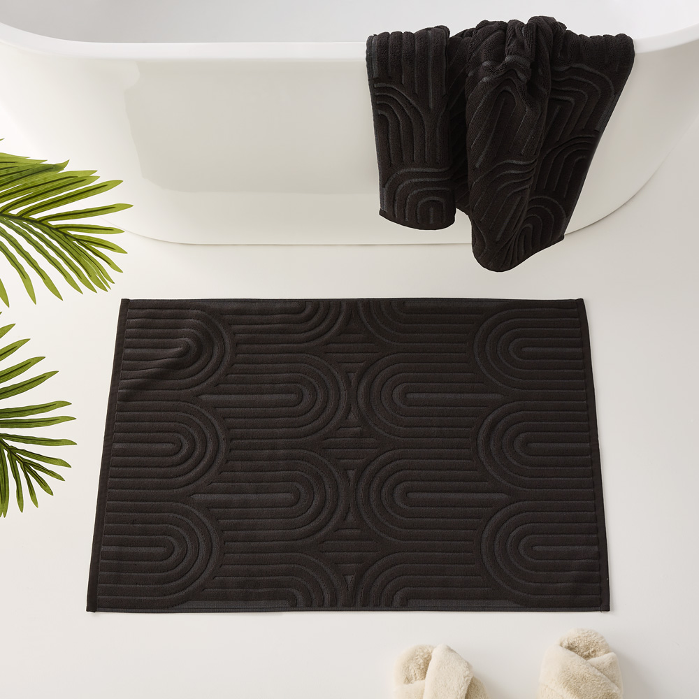 Archie Black Marle Bath Mat | Adairs