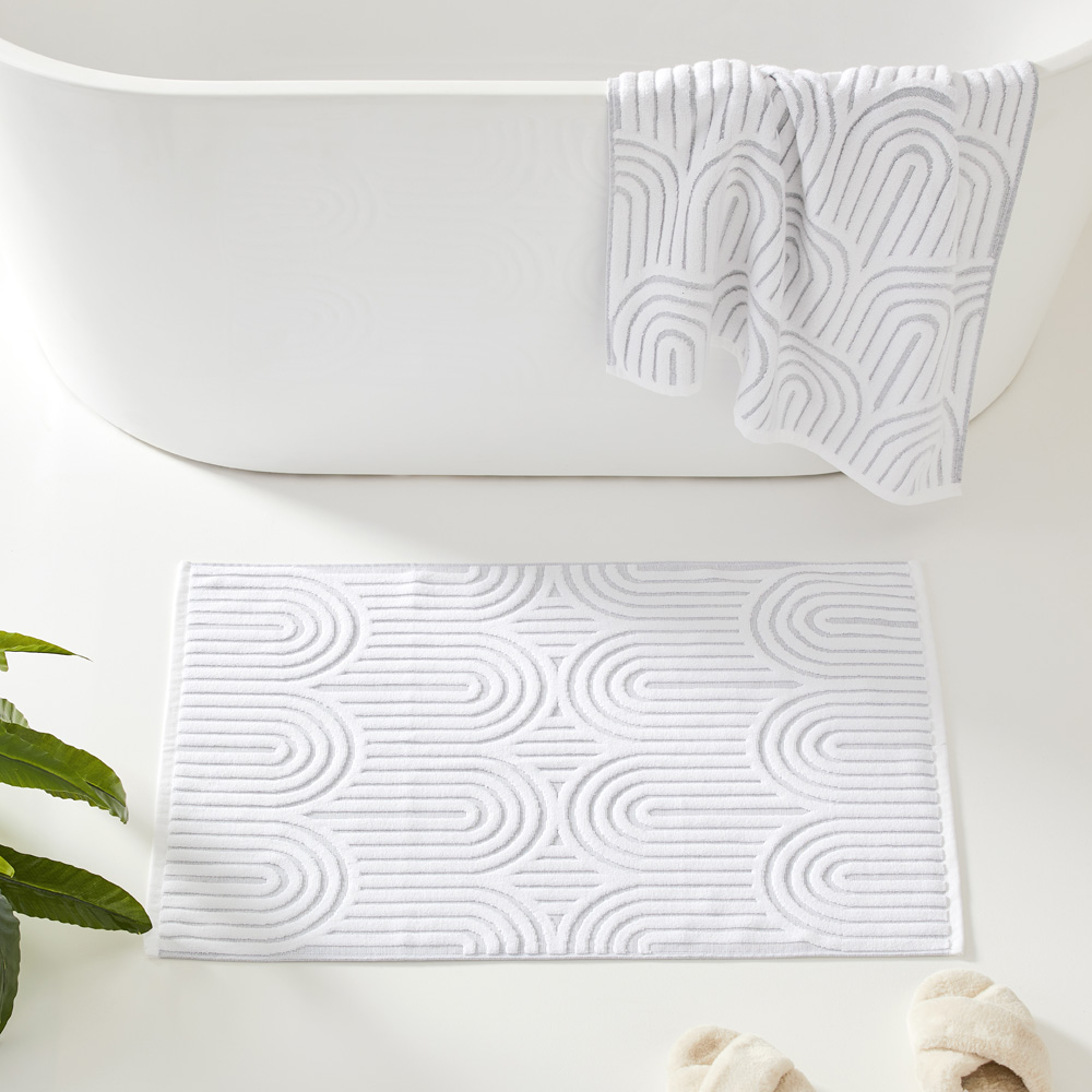 Archie White Marle Bath Mat | Adairs