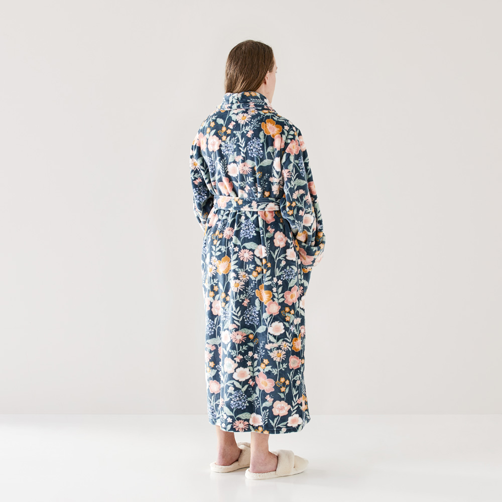 Printed Ultra Soft Indigo Multi Meadow Robe | Adairs