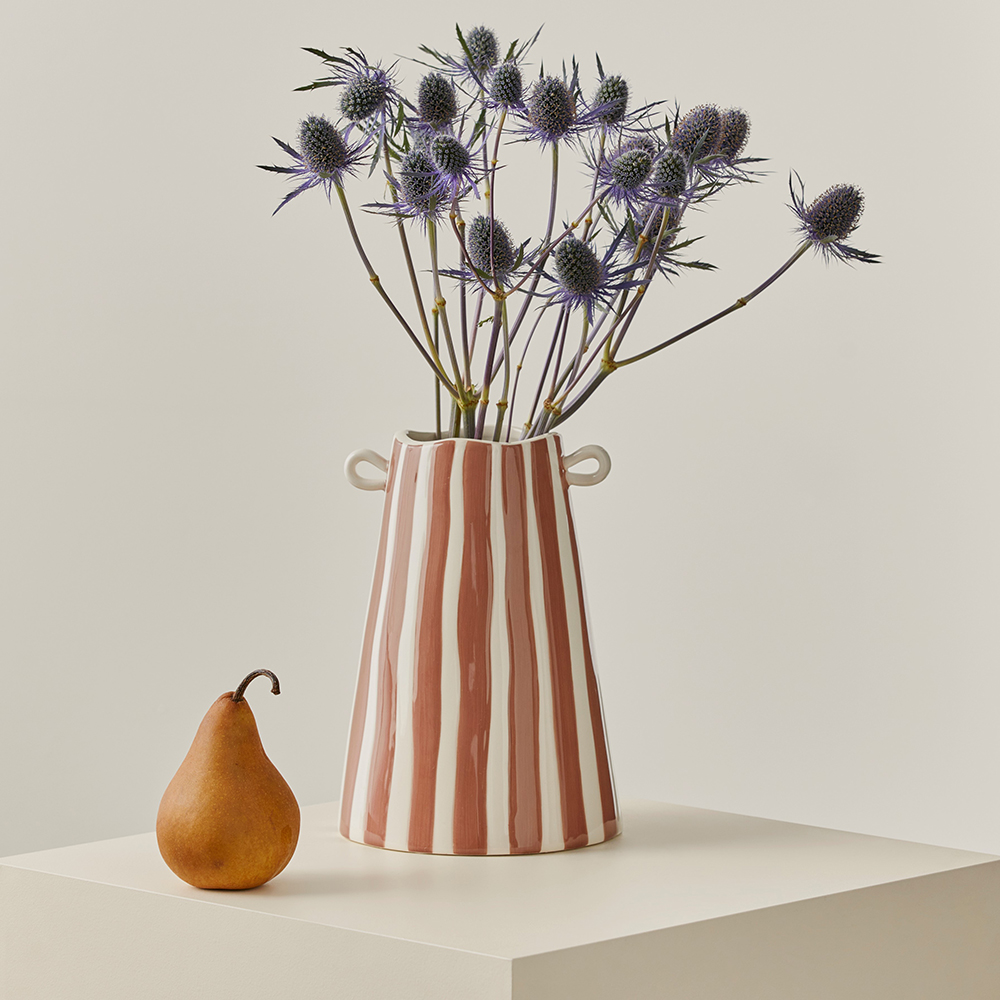 Lyon Rust Stripe Vase | Adairs