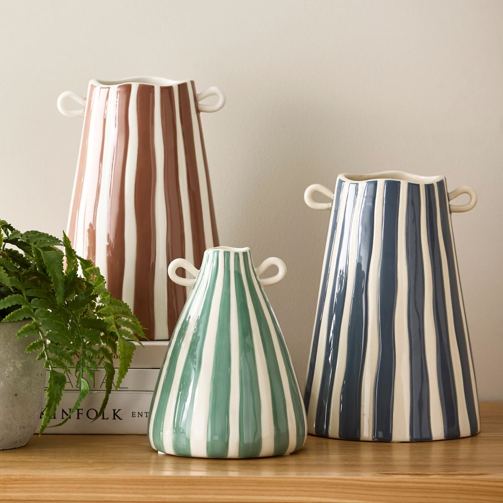 Lyon Rust Stripe Vase | Adairs