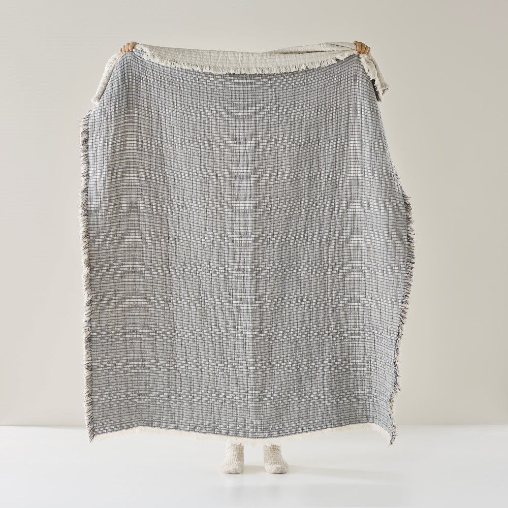 Lucas Blue Stripe Throw | Adairs