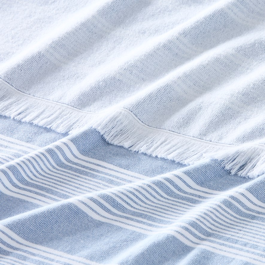 European Turkish Antalya Soft Blue Stripe Beach Towel | Adairs