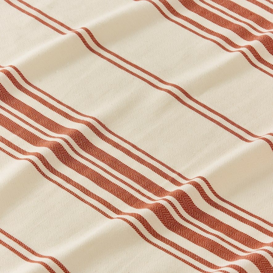 European Turkish Peshtemal Terracotta & Natural Stripe Beach Towel | Adairs