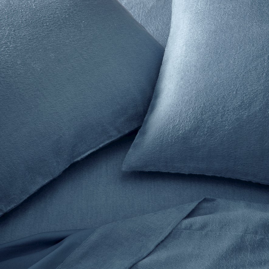 Luxury Steel Blue Flannelette Sheet Set + Pillowcases | Adairs