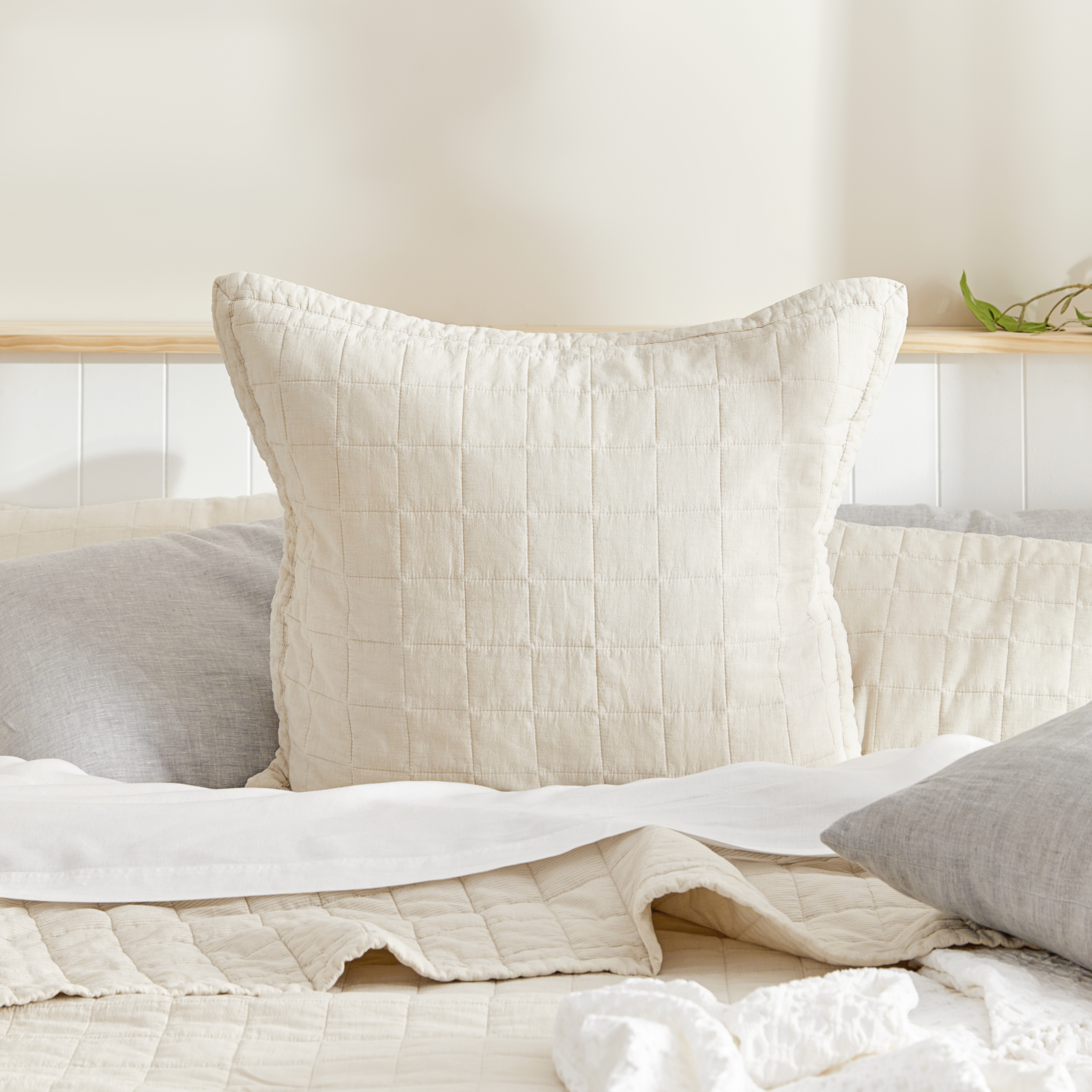 Mosman Quilted Sand Stripe Pillowcases | Bedroom | Adairs