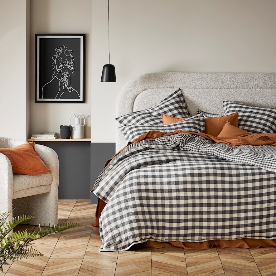 New York Black Check Quilt Cover + Pillowcases | Adairs