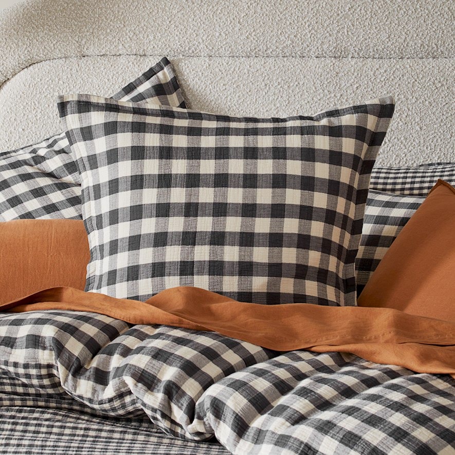 New York Black Check Quilt Cover + Pillowcases | Adairs