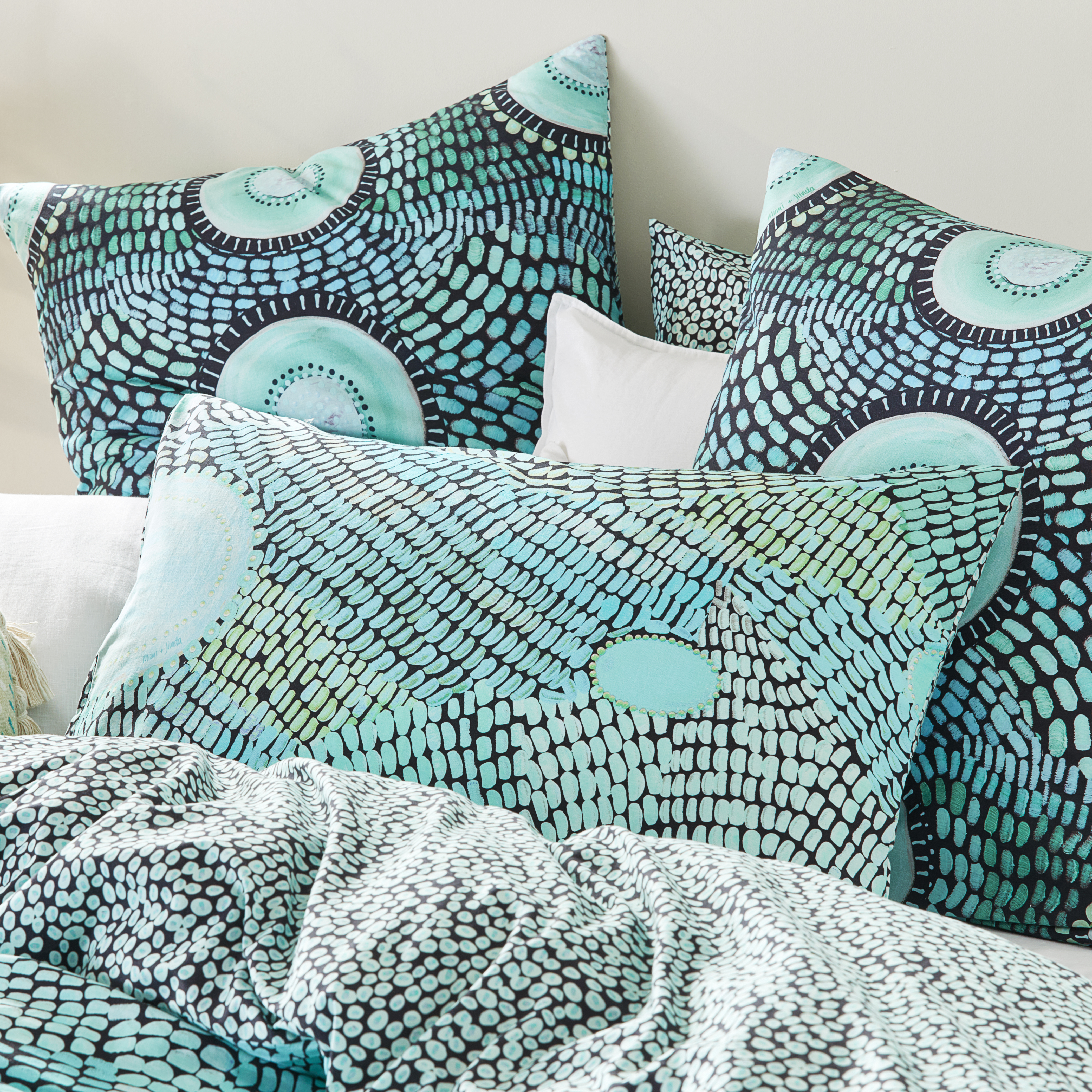 Miimi + Jiinda Lowanna Aqua Quilt Cover Set | Bedroom | Adairs