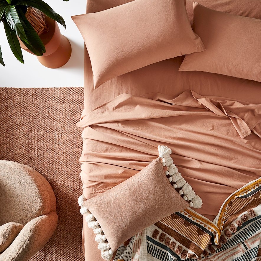 Home Republic - Stonewashed Coral Sand Sheet Separates | Adairs