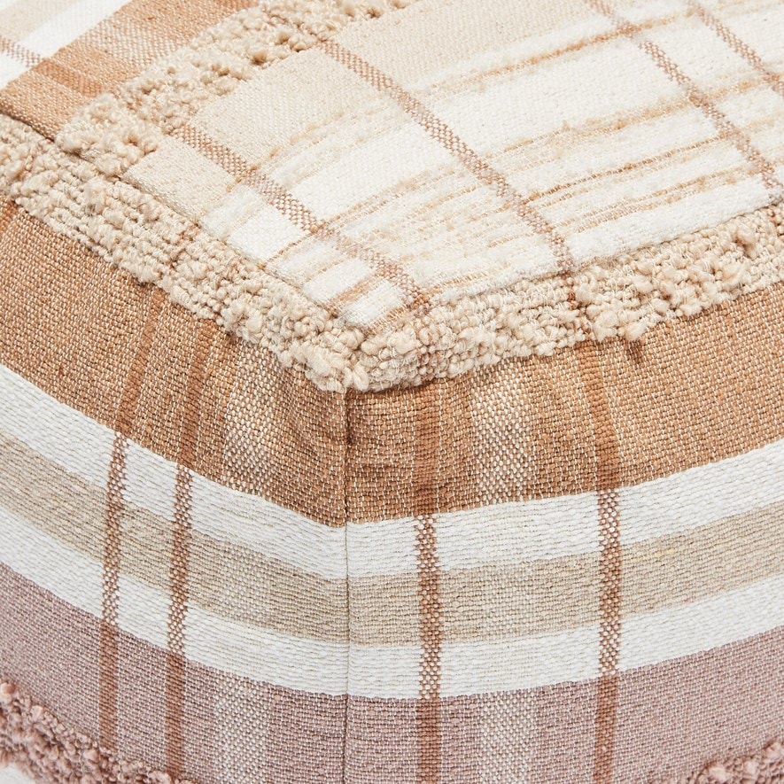 Delilah Natural & Blush Pouf | Adairs