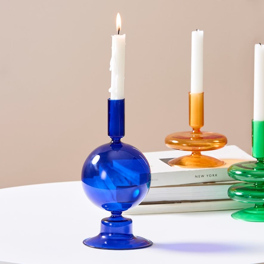 Merri Cobalt Blue Round Candle Holder | Adairs