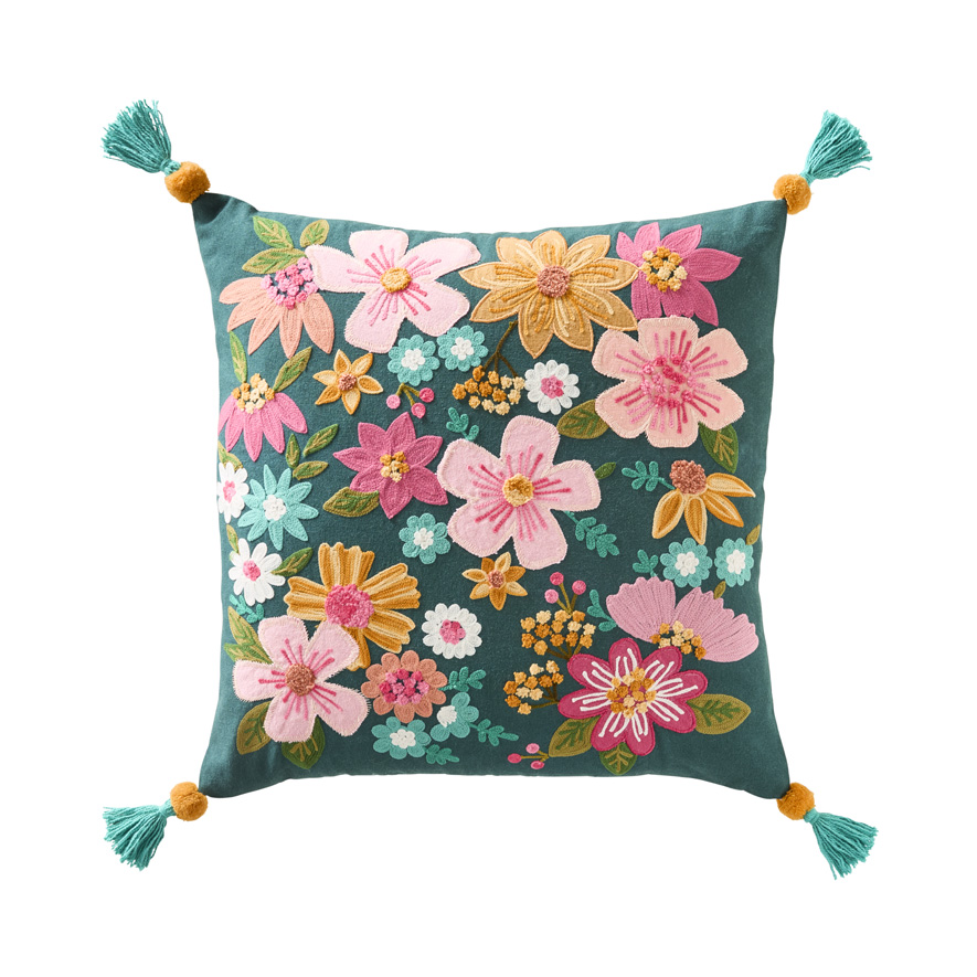 Ava Floral Teal & Pink Cushion | Adairs