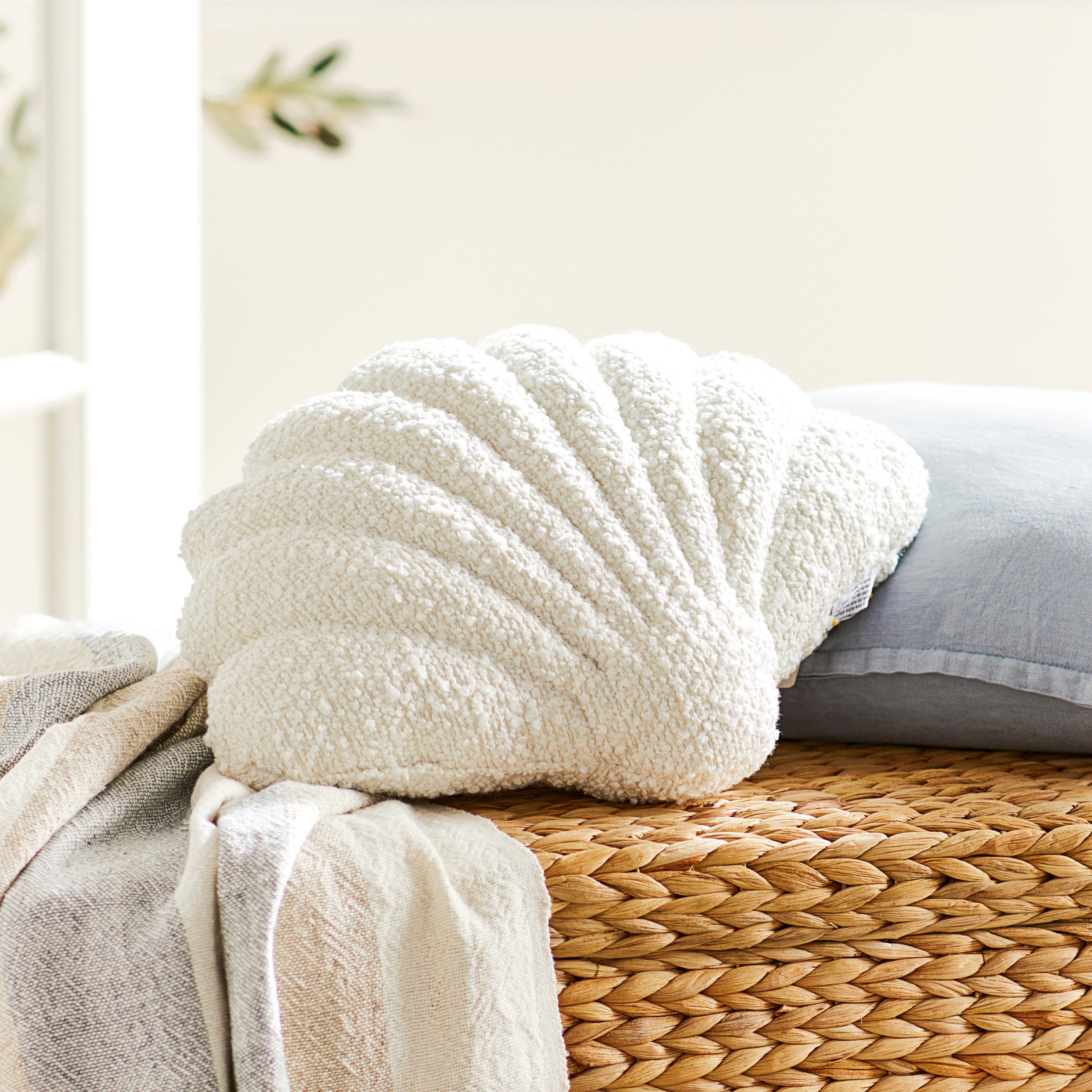 Shell White Boucle Cushion | Adairs