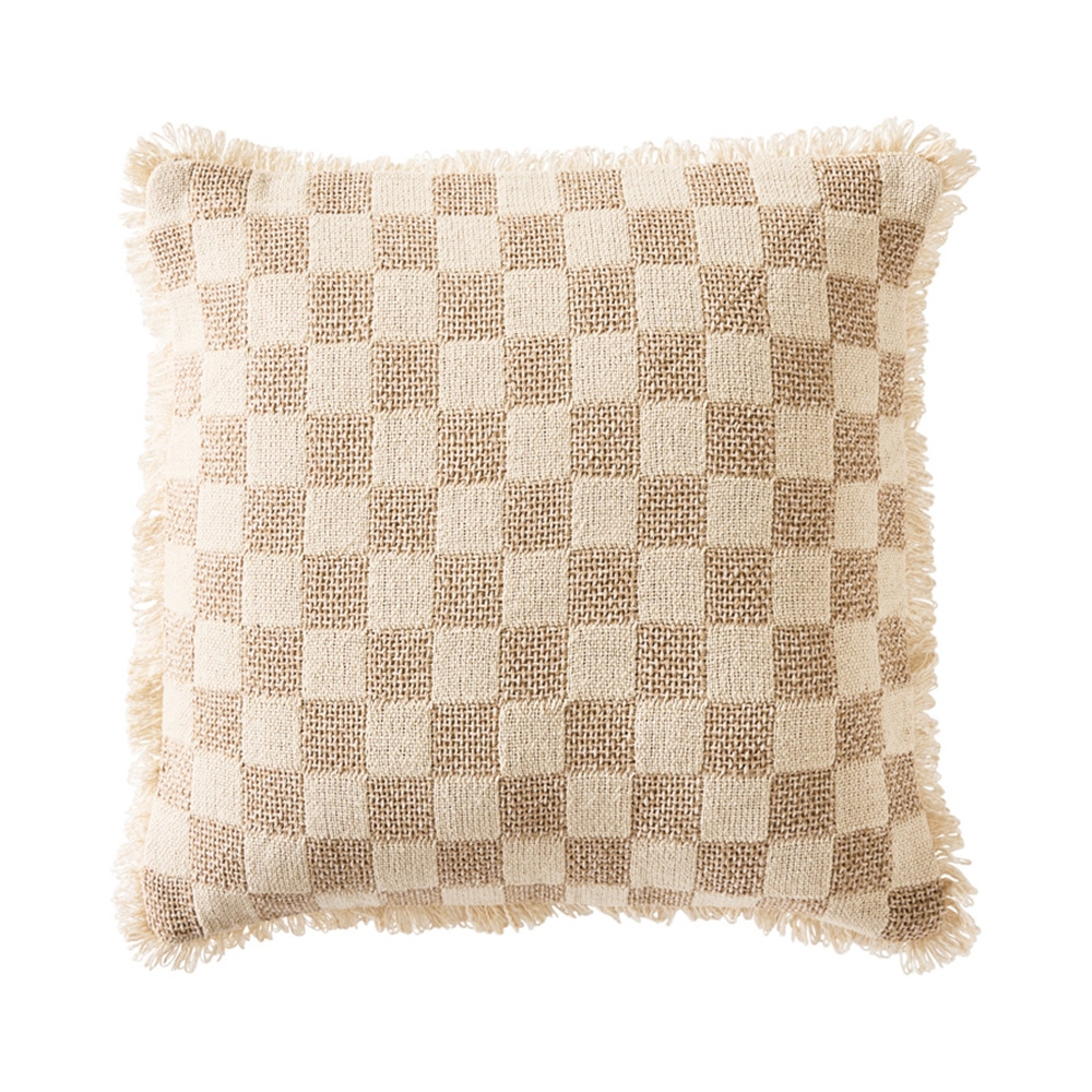 Inglewood Natural Check Cushion | Adairs