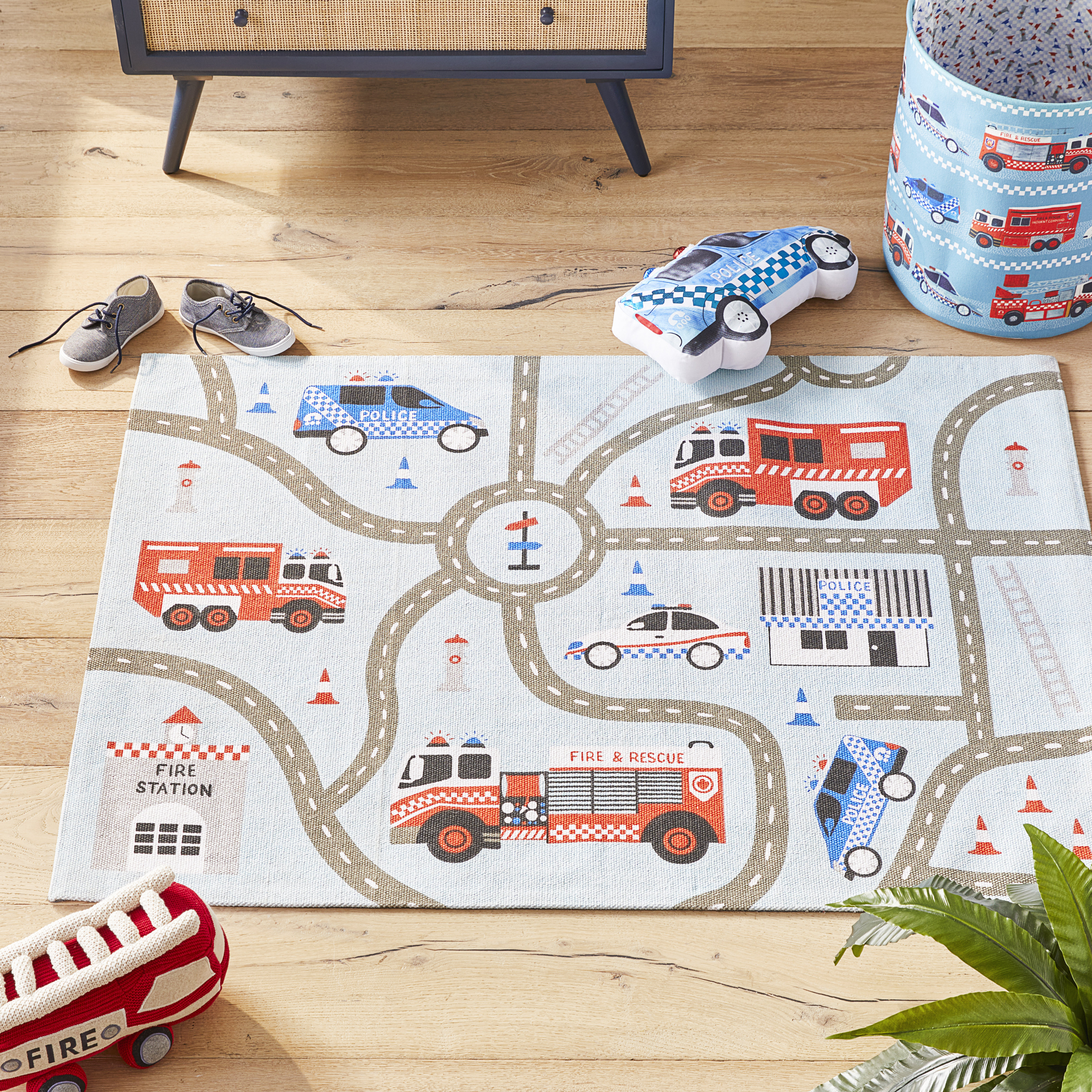 Adairs Kids - Lights & Sirens Designer Rug | Adairs