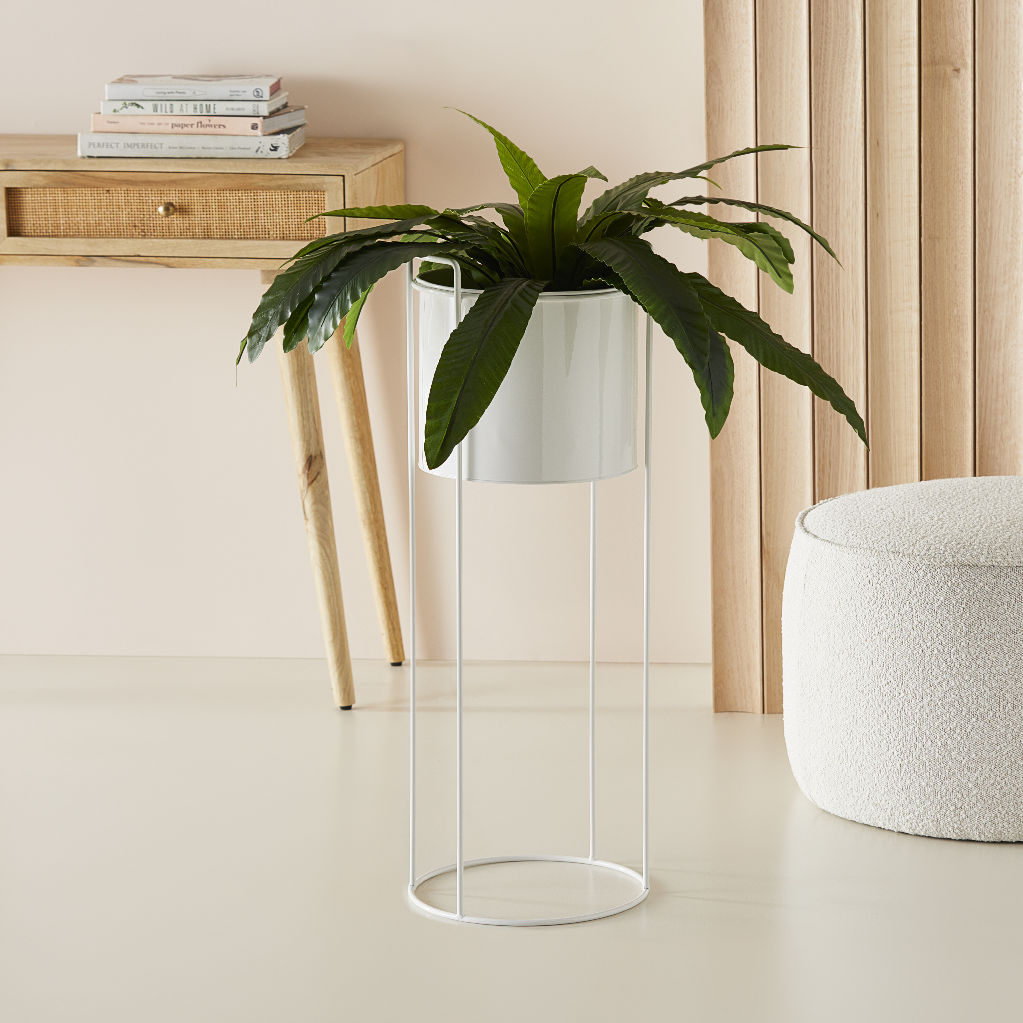 Santana White Gloss Plant Stand | Adairs