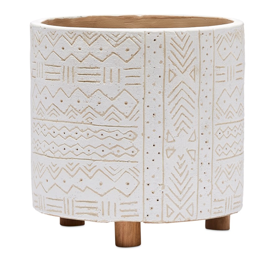 Aztec White Footed Pot | Adairs