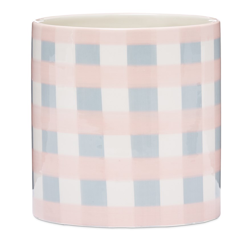 Lisbon Blue & Pink Check Pot | Adairs