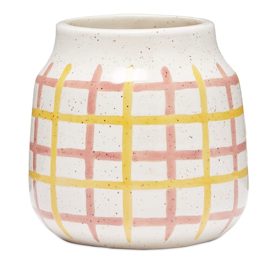 Taka Yellow & Pink Check Vase | Adairs