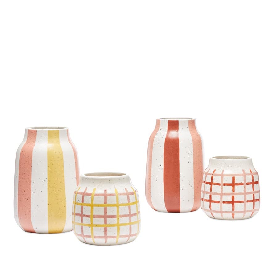 Taka Yellow & Pink Check Vase | Adairs