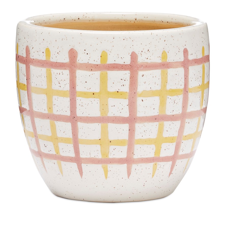 Taka Pink & Yellow Check Pot | Adairs