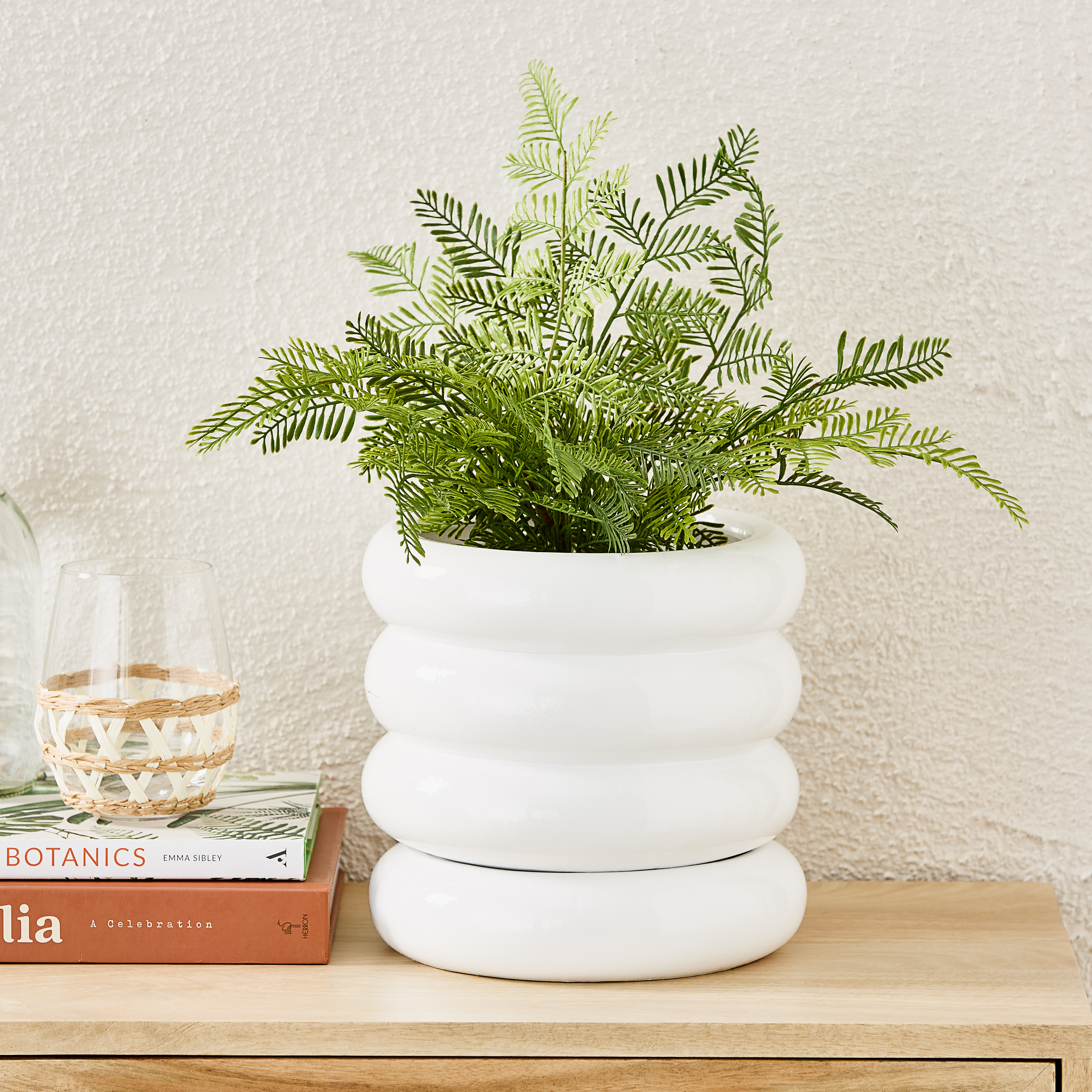 Siglo Cylindrical White Pot | Adairs