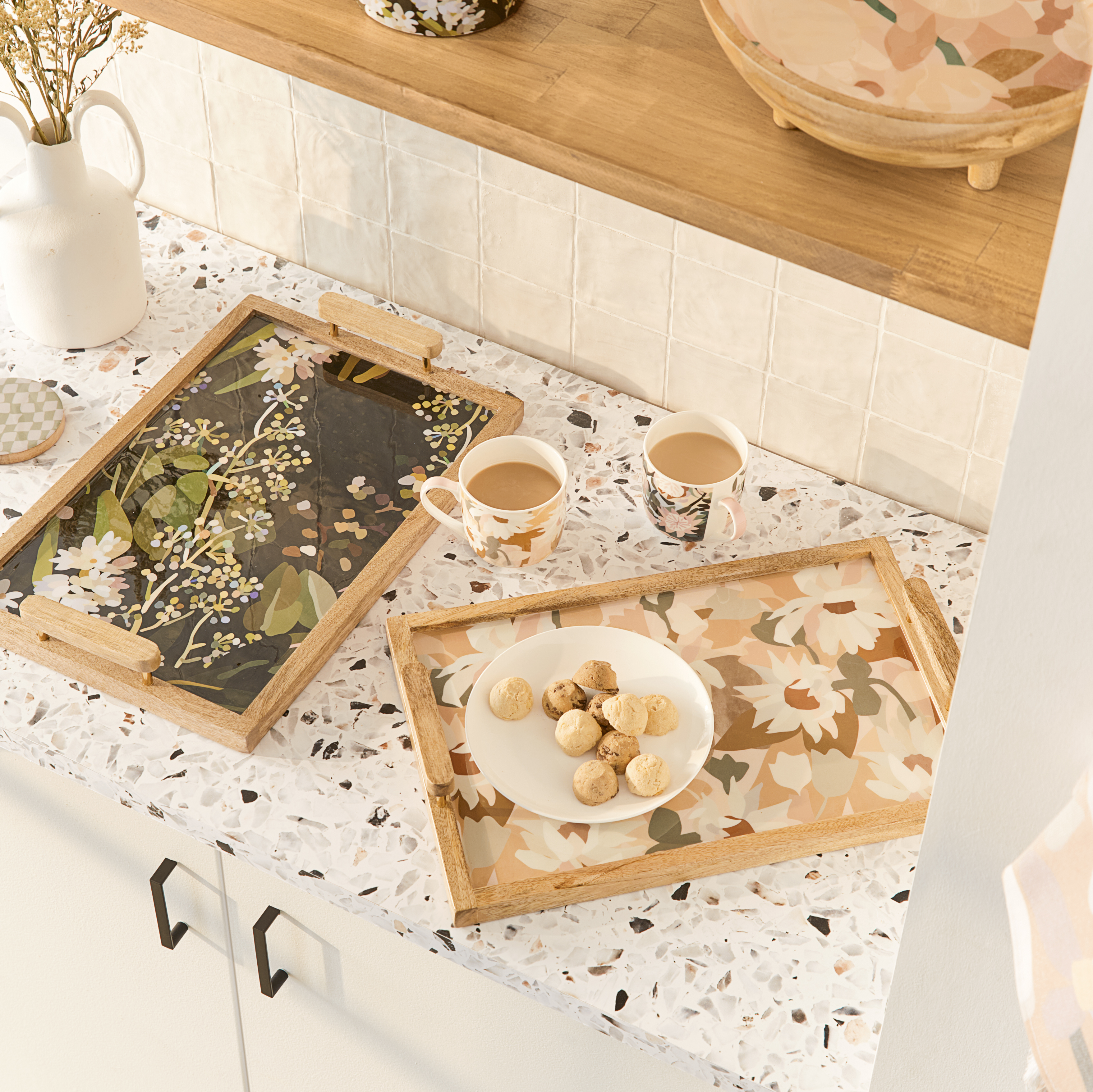 Kimmy Hogan Gathered Rectangle Timber Tray | Adairs