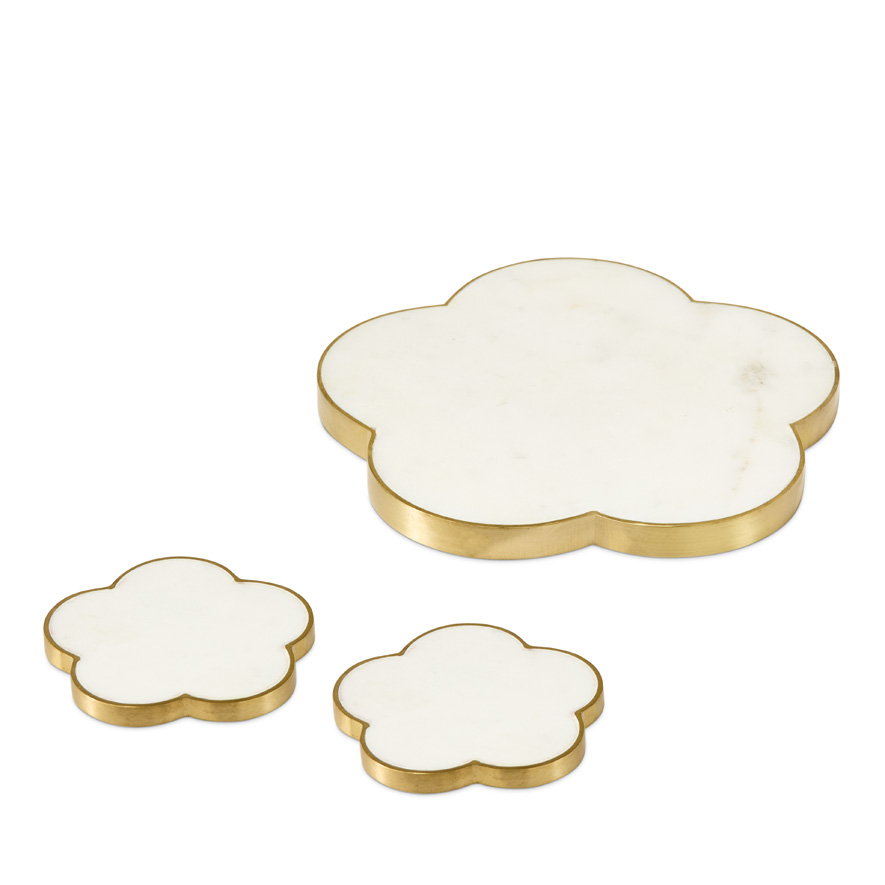 Flower Marble White & Gold Trivet | Adairs