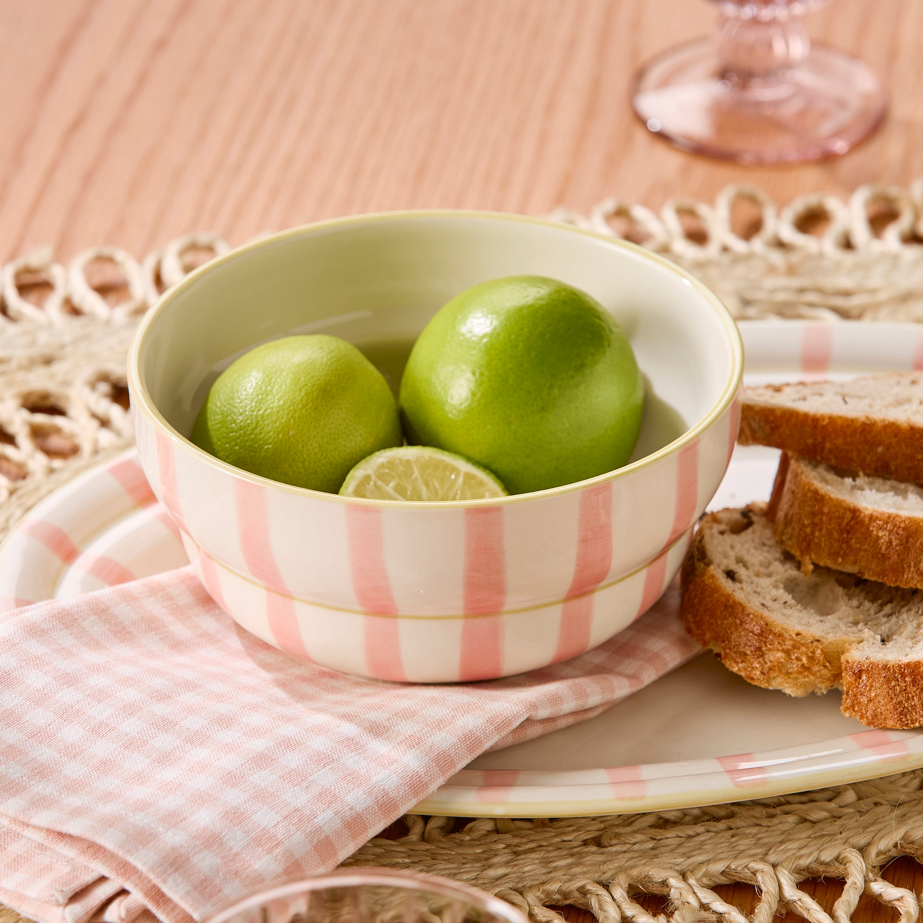 Mediterranean Pink Stripe Side Bowl | Adairs