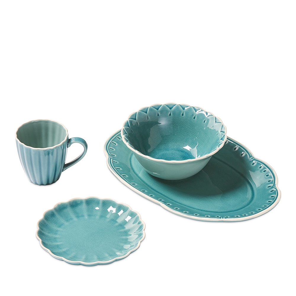 Adeline Scallop Teal Servingware | Adairs