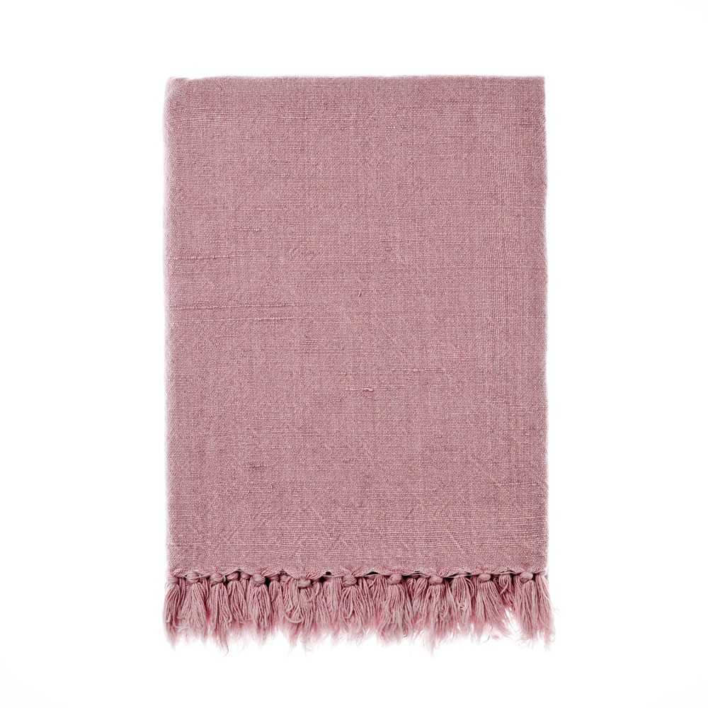 Vintage Washed Linen Cotton Soft Pink Throw | Adairs
