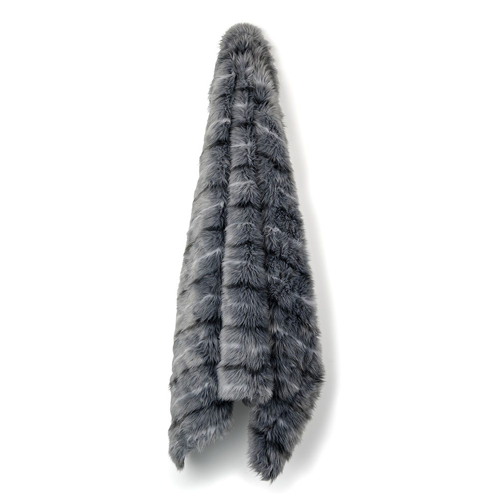 Montana Fur Grey Stripe Throw | Adairs