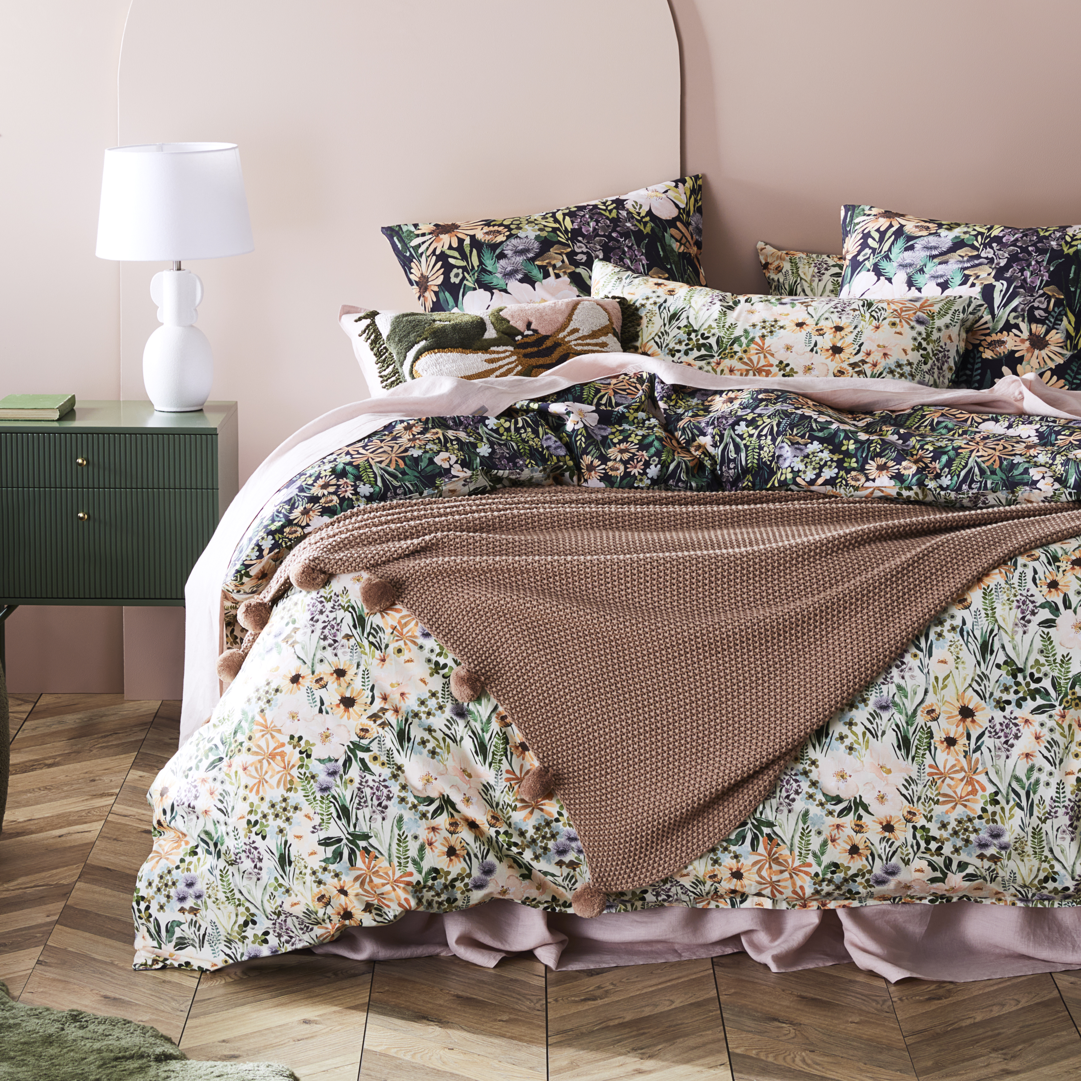 Home Republic - Pom-Pom Pink Salt Throw | Adairs