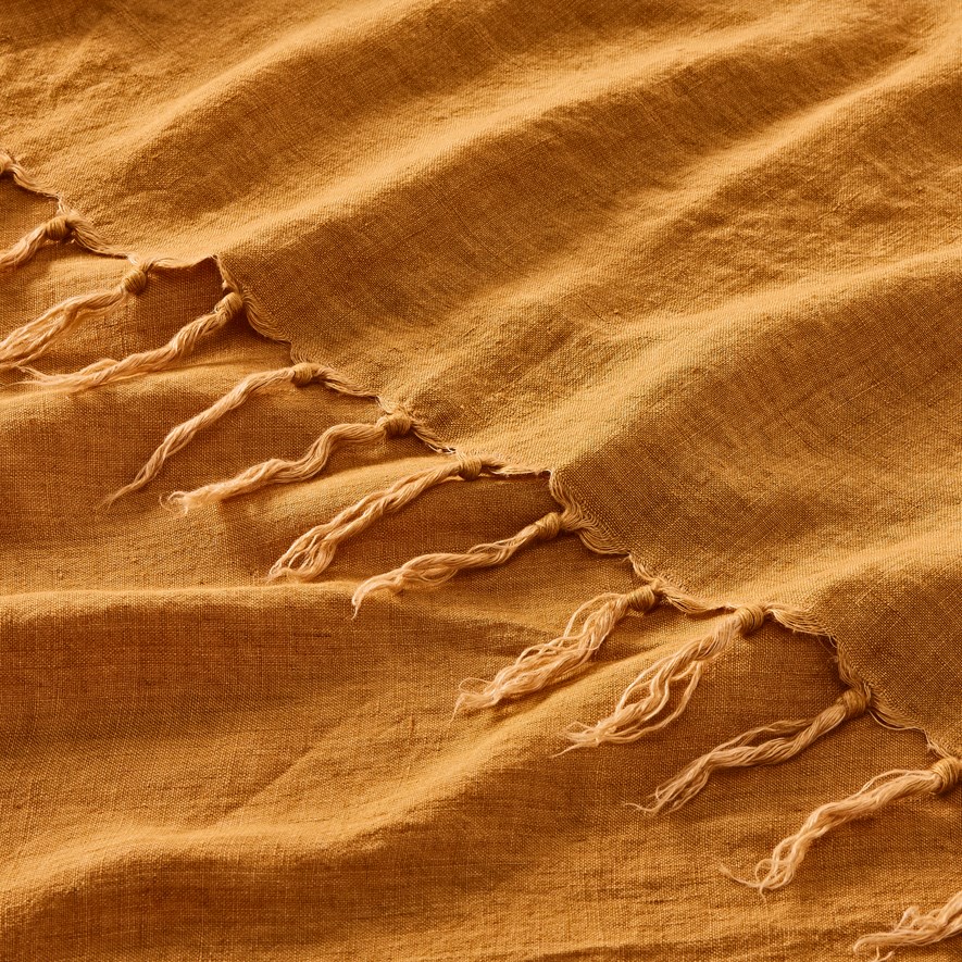 Malmo Golden Linen Throw | Adairs