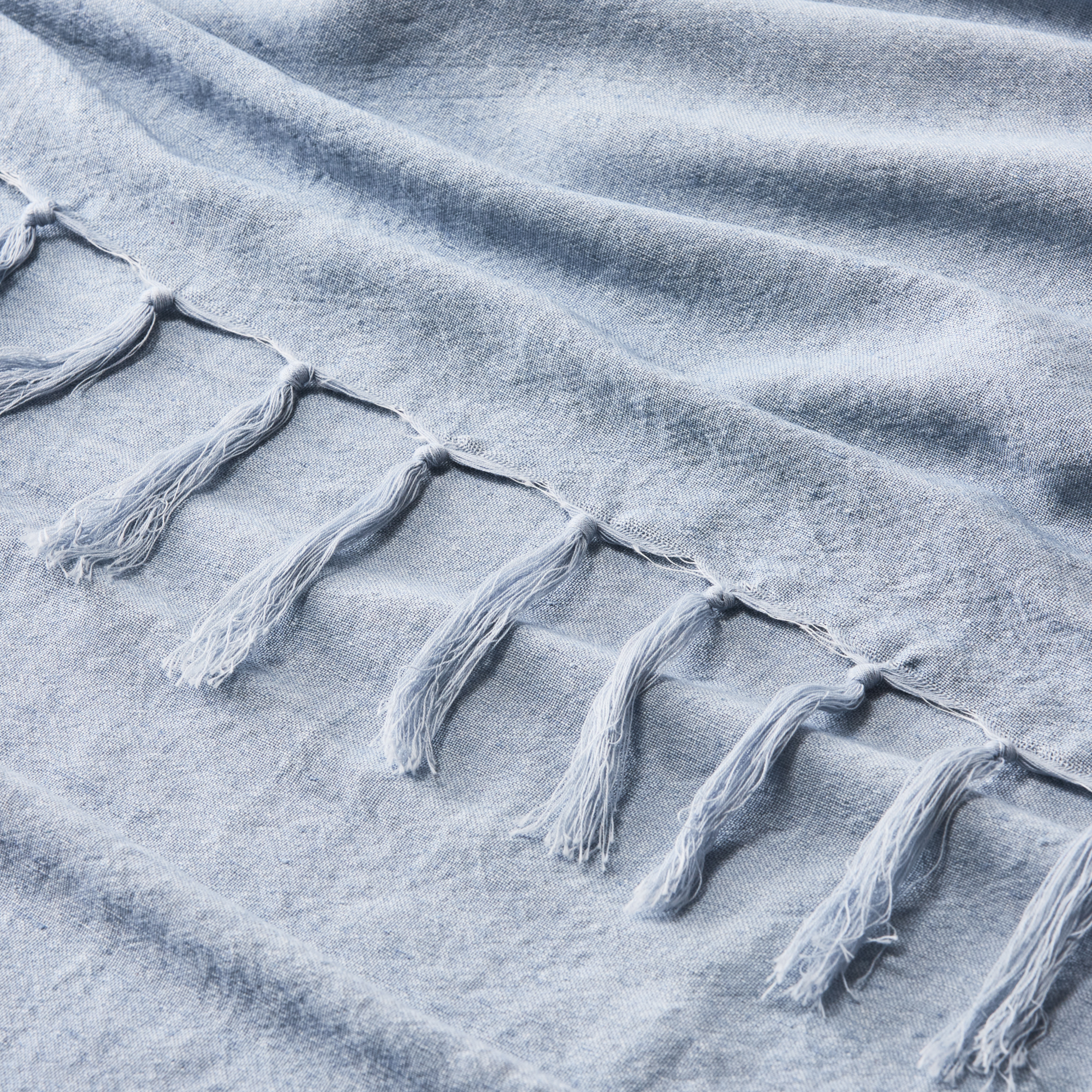 Iris Light Denim Linen & Cotton Throw | Adairs