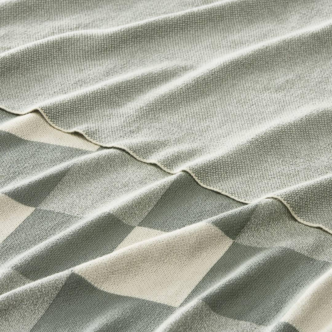 Baxter Green & Natural Check Knitted Throw | Adairs