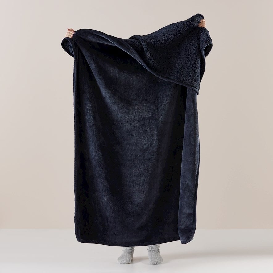 Sherpa Navy Throw | Adairs