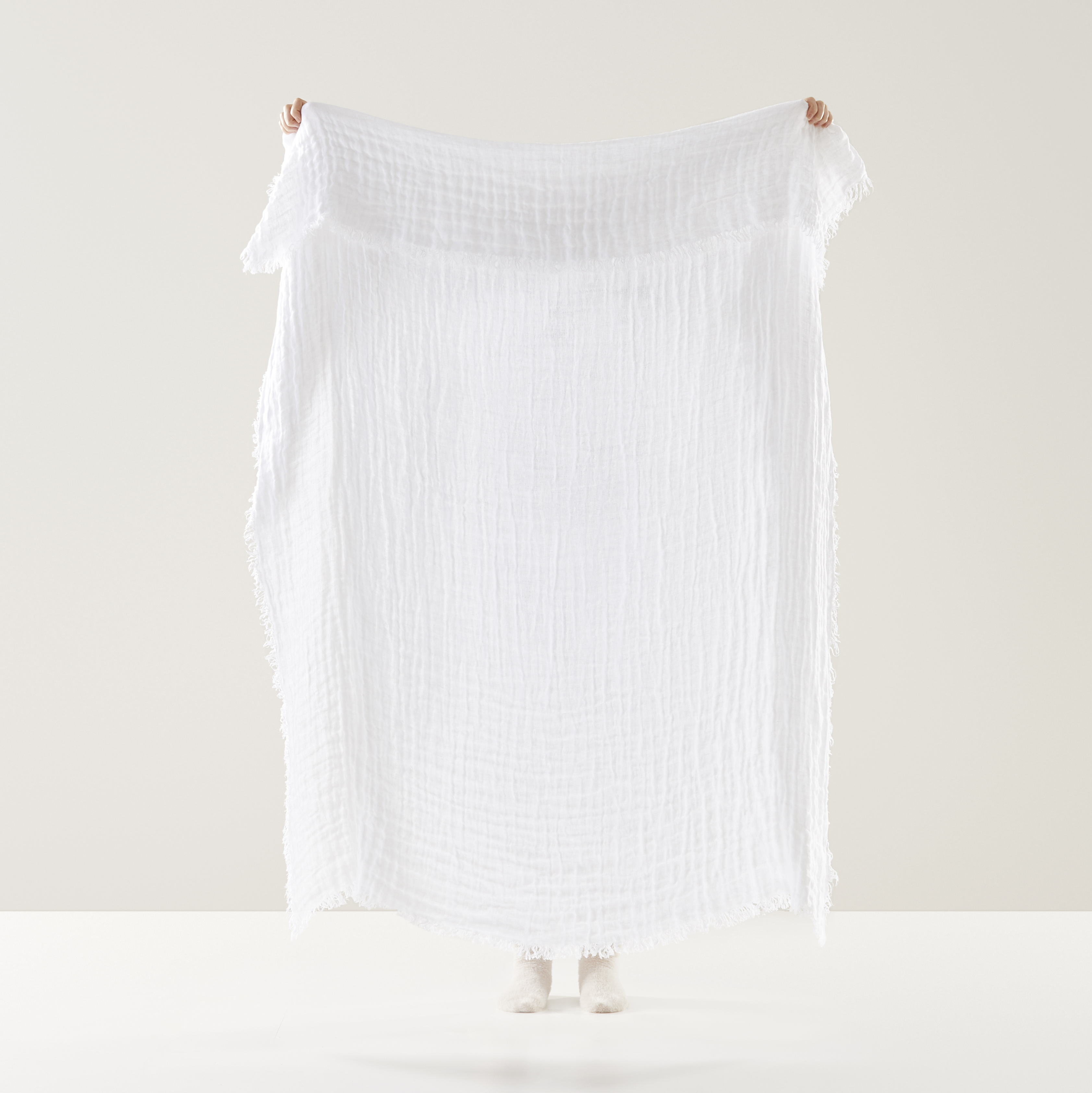 Suri White Linen Throw | Adairs