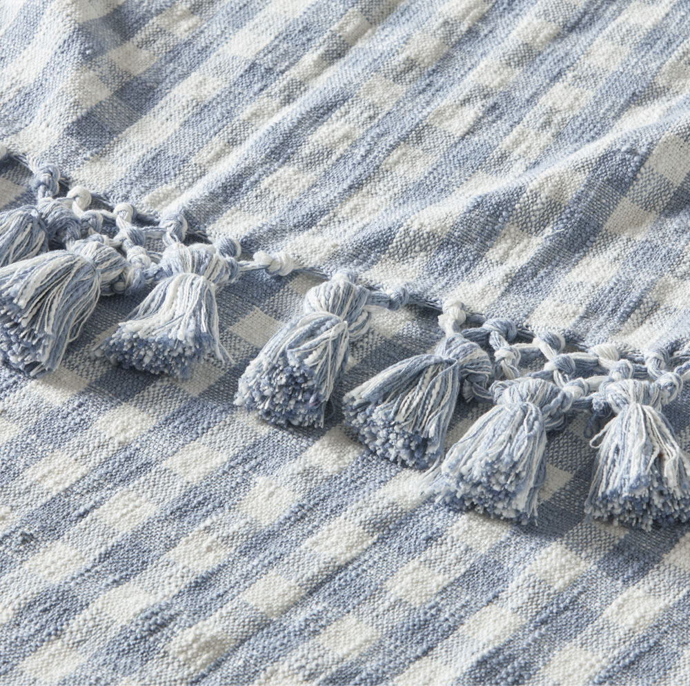 Zola Light Denim & White Throw | Adairs