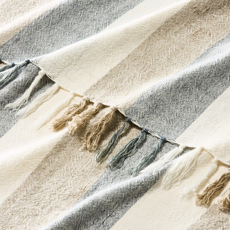 Cabo Natural & Blue Stripe Throw | Adairs