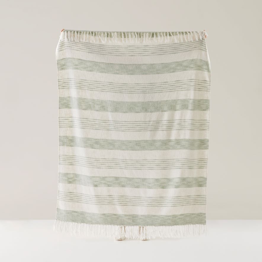 Argo Mint Stripe Throw | Adairs
