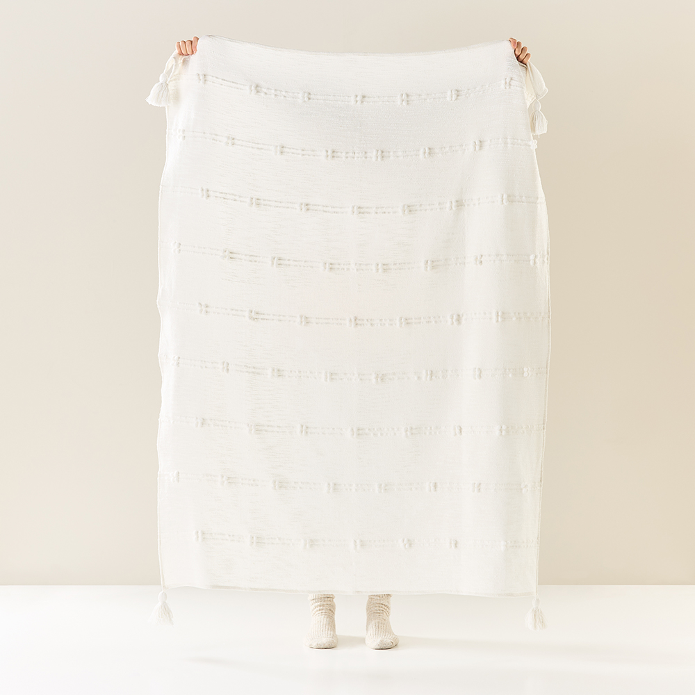 Suki White Loop Throw | Adairs